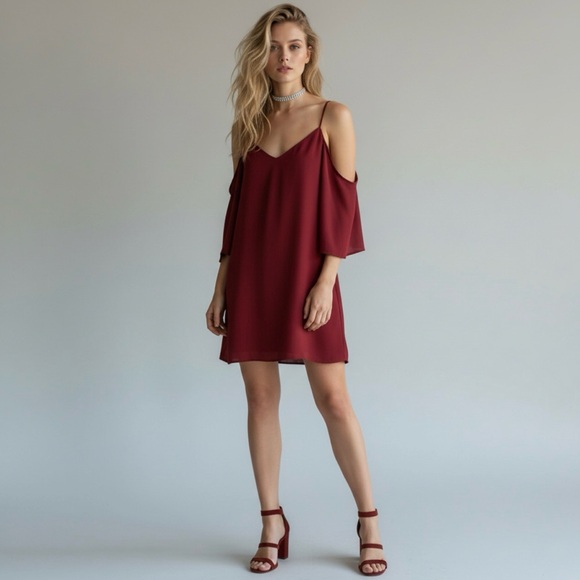 Alice + Olivia | Dresses | Alice Olivia Carli Burgundy Red Silky Mini ...